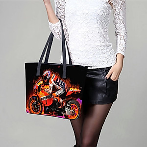 Womens Handbag Motorcycle Motocross Leather Tote Bag Top Handle Satchel Bags For Lady
