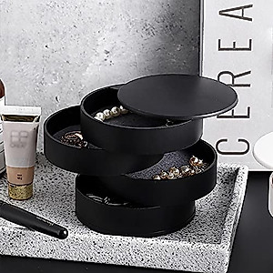 Ldirect Jewelry Organizer 4-Tier Showcase Storage Box Rotating Holder for Women Bracelets Rings Bracelets Earrings (Black)