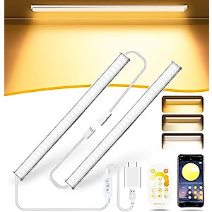 Daymeet Under Cabinet Lighting, 12 Inch Ultra Thin Dimmable Under Cabinet Lights Plug in, Multi-Color Super Bright LED Under Counter Lights Indoor Night Lights Bar for Kitchen, Shelf, Closet (2 Pack)