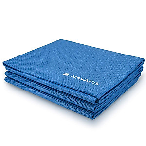 Navaris Foldable Yoga Mat for Travel - 1/8 inch (4mm) Thick Exercise Mat for Yoga, Pilates, Workout, Gym, Fitness - Non-Slip Folding Thin Portable Mat