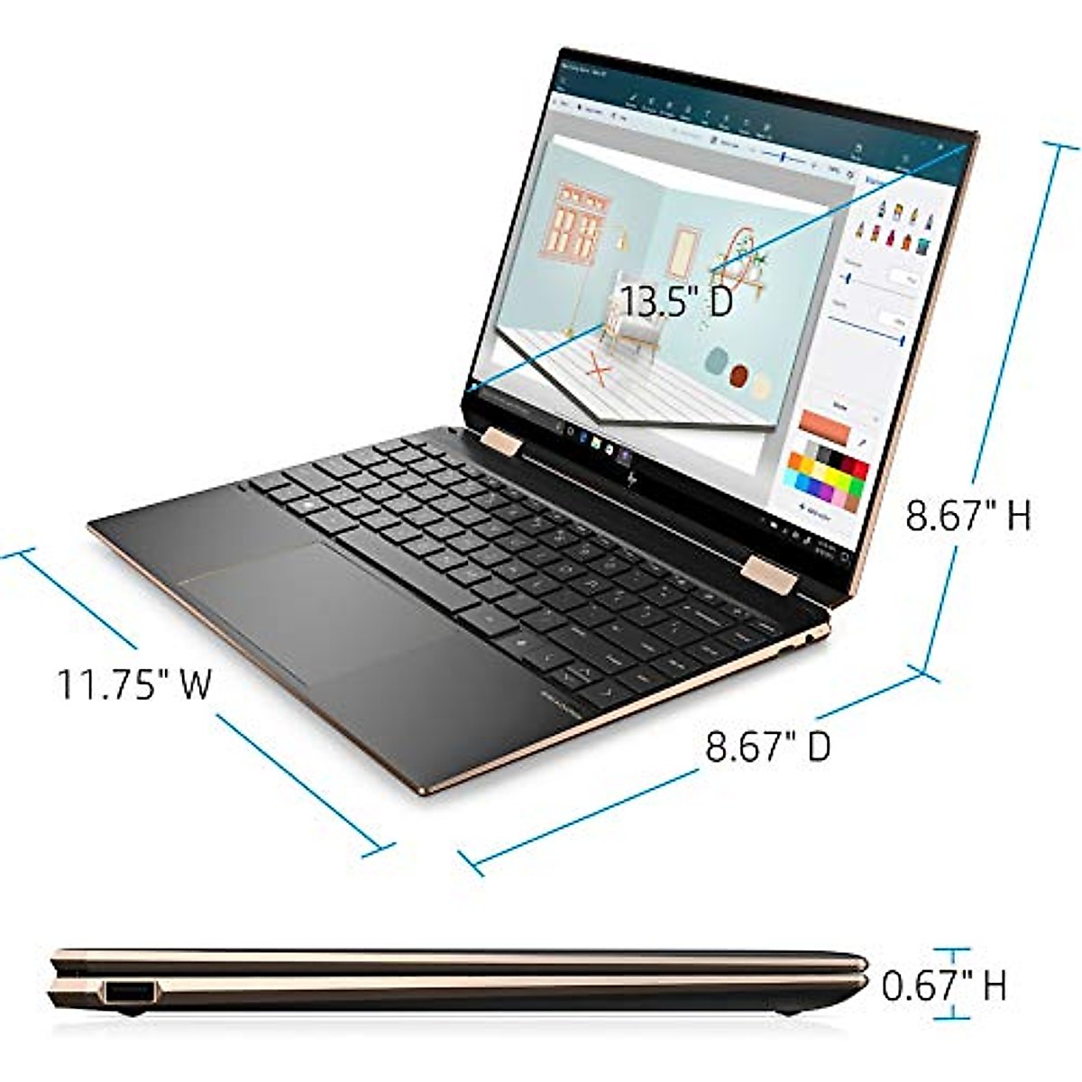 HP 2022 Spectre 2-in-1 Laptop 13.5" 3K2K OLED Touchscreen EVO 11th Intel Core i7-1195G7 Iris Xe Graphics 16GB DDR4 1TB SSD Wi-Fi 6 Thunderbolt 4 Backlit KB w/ FP and Pen Windows 11 Pro w/RATZK 32GB