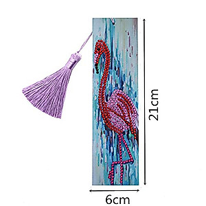 DIY Special Shaped Bookmarks Diamond Painting Birds Leather Tassel Flamingo Diamond Art Bookmark kit for Adults and Kids(Size:8.27X2.37")