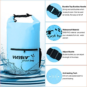 AIKSENT Dry Bag 20L waterproof bag with cellphone bag to Keep Gears dry for Kayaking, beach rafting, boating, hiking, Camping (Blue)