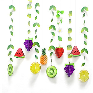 12 Strings Fruit Garlands for Kids Birthday Party Decorations Fruit Birthday Banner for Holiday Luau Tropical Theme Party Supplies Baby Shower Decorations