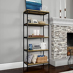Lavish Home 5-Tier Bookshelf-Open Industrial Style Etagere, Black