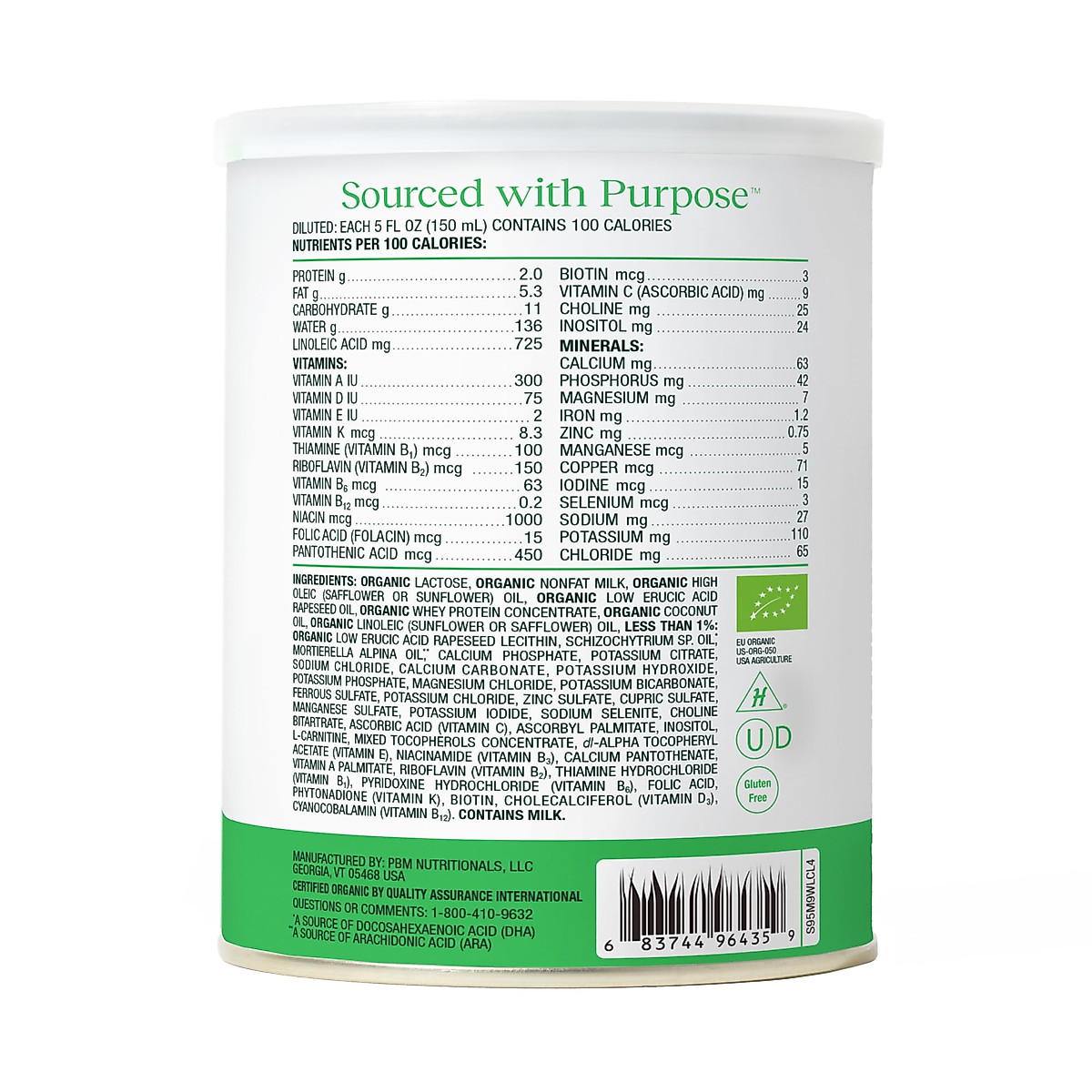 Bobbie Organic Infant Formula, Milk Based Powder with Iron, DHA and Vitamin D, Modeled After Breast Milk, Organic Baby Formula for Newborn to 12 Months Old Infant, 14.1 oz, 1 Pack