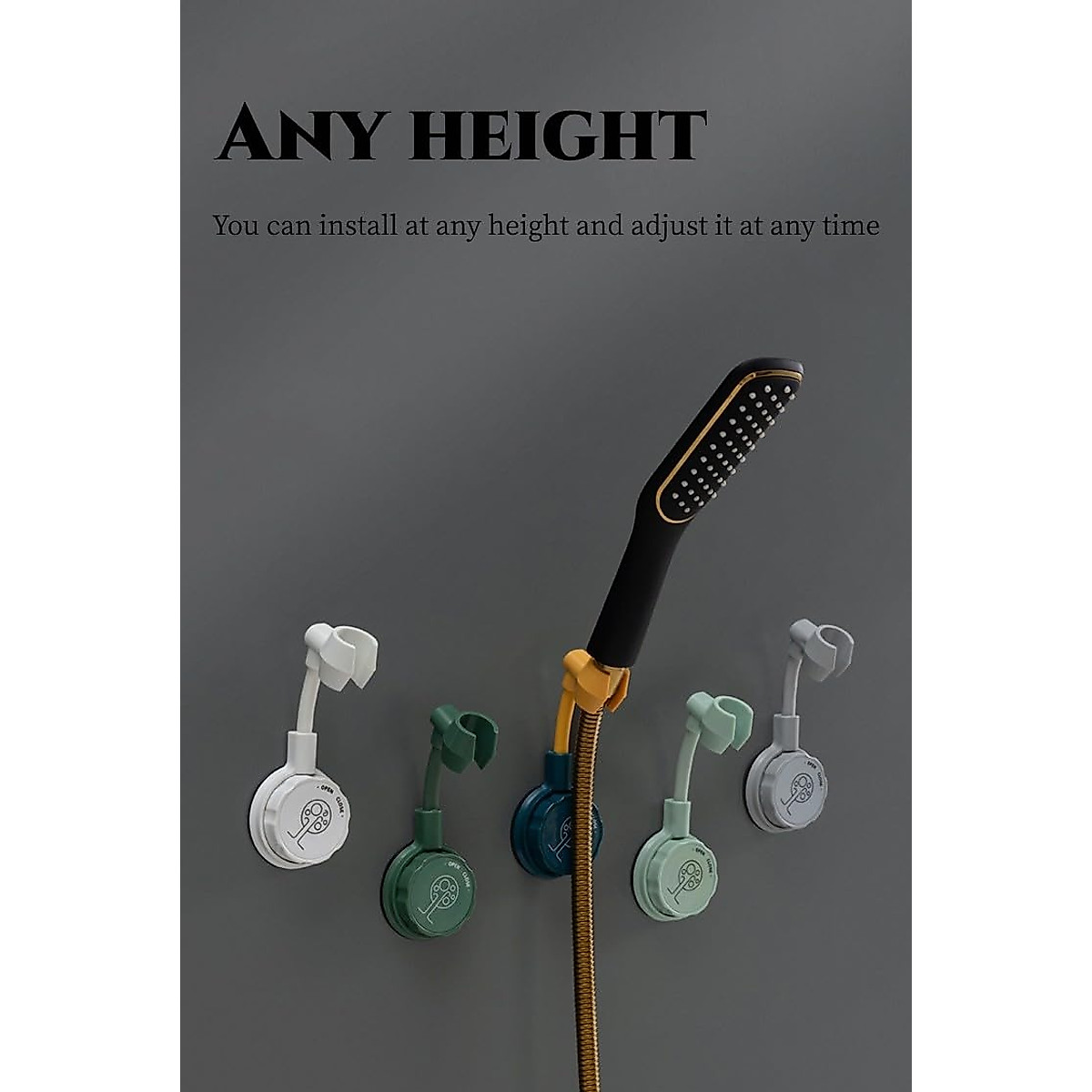 Adjustable Suction Cup Shower Head, Wall Mount Holder for Handheld Wand, Removable Handheld Showerhead