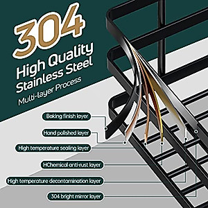 ACMETOP Adhesive Shower Caddy 3-Pack Shower Organizer No Drilling Shower Shelves with 3 Hooks & Soap Holder, Rustproof SUS304 Stainless Steel Bathroom Caddy, Shower Shelf for Inside Shower