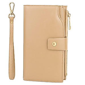 Uromee Wallet Women Vegan Leather Large Ladies Wristlet Purse Card Holder Organizer Clutch Zipper Pocket