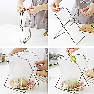 Yizhichu1990 Foldable Stainless Steel Garbage Bag Shelf Home Kitchen Countertop Trash Bag Rack Holder Organizer Dishcloth Towel Rack