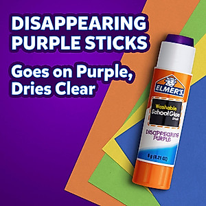 Elmer's Disappearing Purple School Glue Sticks, 0.21 oz Each, 8 Sticks per Pack (E1591)