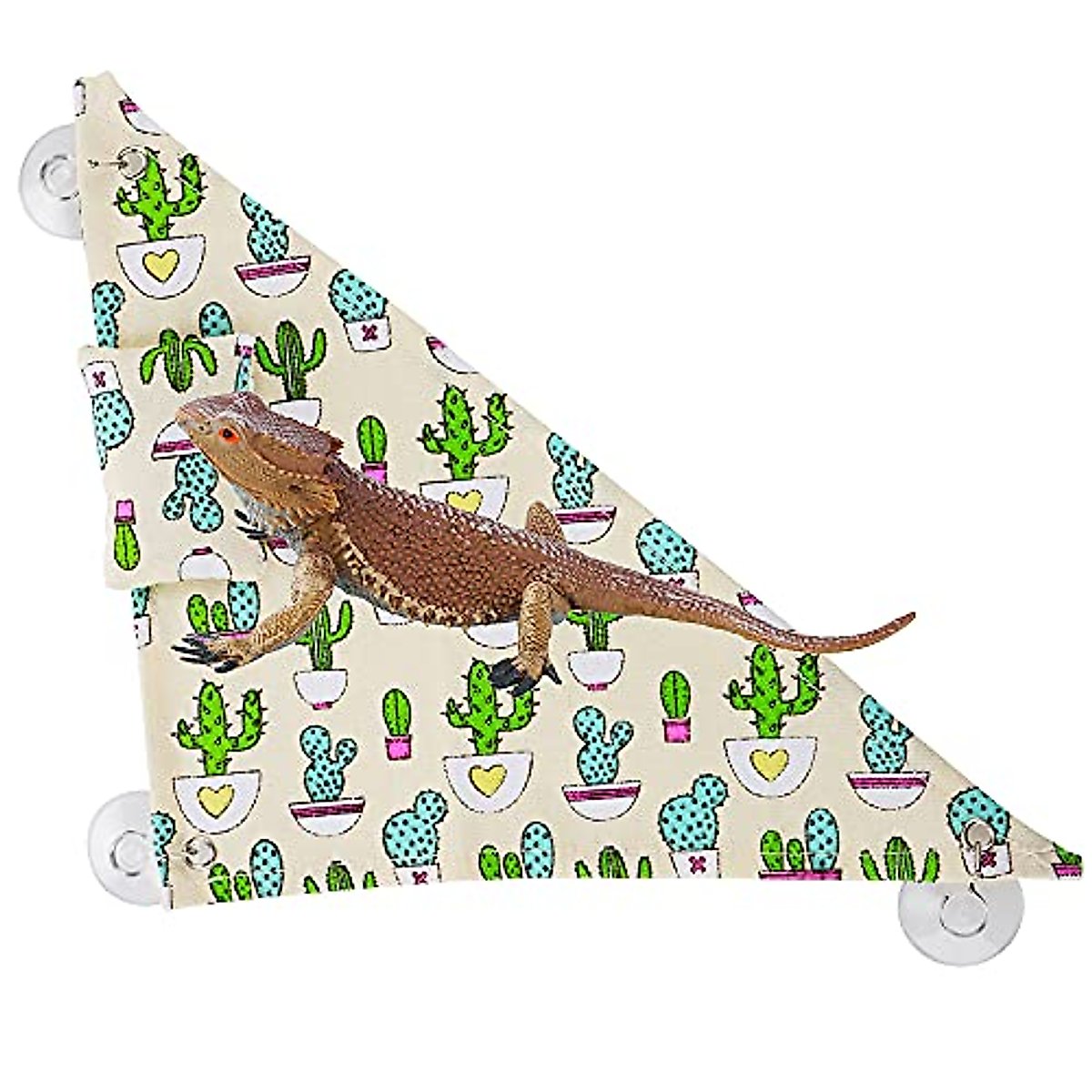 2 Pack Reptile Hammock with Small Pillow Swing Hanging Bed Lounger Ladder with Adhesive Hooks and Suction Hook for Lizard Leopard Gecko Bearded Dragon
