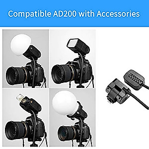 Godox EC200 Extension Flash Head 200W for Godox AD200/ AD200Pro Pocket Flash, 2M Extend Power Cable, Works with AD200/ AD200Pro Bare Bulbs Head and Speedlite Head