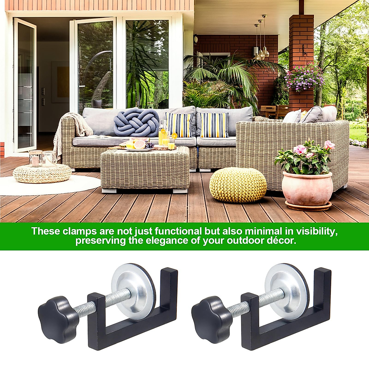 2.17in Adjustable Sectional Couch Sofa Funiture Clamps Outdoor Patio Furniture Clips for Outdoor Garden Rattan Aligment Rattan Furniture Clamps, 4Pieces