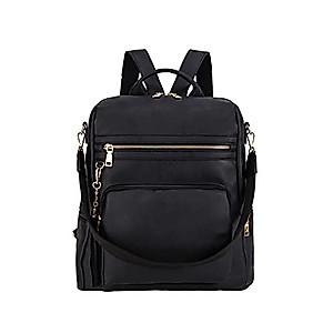 Women’s Fashion Backpack Purse With Faux Leather Purse Multipurpose Design Travel Handbag Shoulder Bag With Tassel Décor (Black)