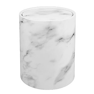 ABOOFAN Shake Lid Trash Can Marble Wastebasket Marble Design Trash Can Rubbish Can Waste Container Litter Trash Can Countertop Garbage Can Desktop Trash Can Swing Lid Trash Bucket Pp White