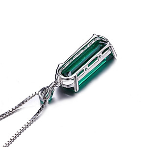 JewelryPalace 4.4ct Fancy Cut Simulated Green Nano Emerald Pendant Necklace for Women, 925 Sterling Silver White Gold Plated Necklace, Anniversary Gemstone Necklace for Women 18 Inches Chain