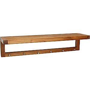 AquaTeak 36" Moa Wall Shelf with Hooks