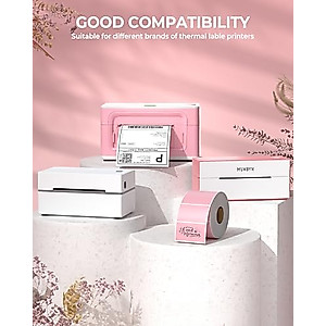 MUNBYN 2.25"x1.25" Thermal Sticker Labels, Pink Self-Adhesive Barcode Label Paper for Direct Thermal Printer and Business, Multi-Purpose Rectangle Address Shipping Mailing Stickers,1000 Sheets/Roll