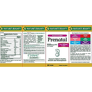 Nature's Bounty Prenatal Multivitamin with 200 mg DHA Softgels, 60 Count