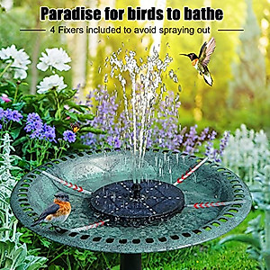 GAIZERL Solar Bird Bath Fountains Upgraded, 4W Solar Powered Water Fountain Pump with 7 Nozzles & 4 Fixers, 4000 Battery, 7 Colors LED Light for Garden, Pond, Pool, Fish Tank, and Outdoor