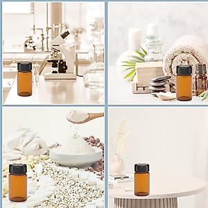 JIUWU 0.3 Oz 10 mL Amber Small Glass Vials, Liquid Sampling Glass Bottles Clear Vials Screwcap Lab Container, Pack of 50