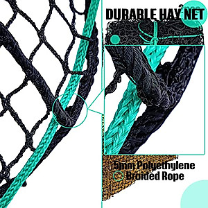 2 Pcs Square Bale Hay Net 5 mm Thick 47 x 20 x 20 Inch Black Large Bale Net Slow Feed Hay Bags Horse Feeding Supplies for Horses Mules Goat Cattle Stalls Barn Feed Decor (Square, 47 x 20 x 20 Inch)