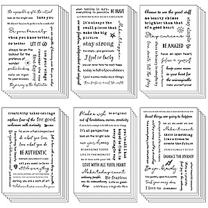 48 Sheets Inspirational Quotes Planner Stickers Small Talk for Journaling Scrapbook Supplies Motivational Words Simple Neat Handwritten Letters Typewritten Scripts, 8 Styles (Black)