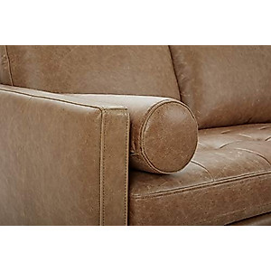 Amazon Brand – Rivet Aiden Mid-Century Modern Reversible Sectional Sofa (86") - Cognac Leather