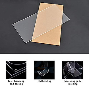 BUYGOO 4Pack Clear Acrylic Sheet 6″ x 12″ x 1/8" Clear Plexiglass Sheet Clear Plastic Square Sheet, DIY Materials for Househld Decoration, Advertisement Signs, Display, Picture Frame, Painting