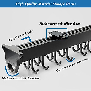 14.2-22" Pull Out Mop Broom Holder with 12-20 Heavy Duty Hooks Pans Pots Racks for Cabinets Pull Out, Multifunctional Slide Broom and Mop Organizer/storage Sliding Under Cabinet Organization ( Size :
