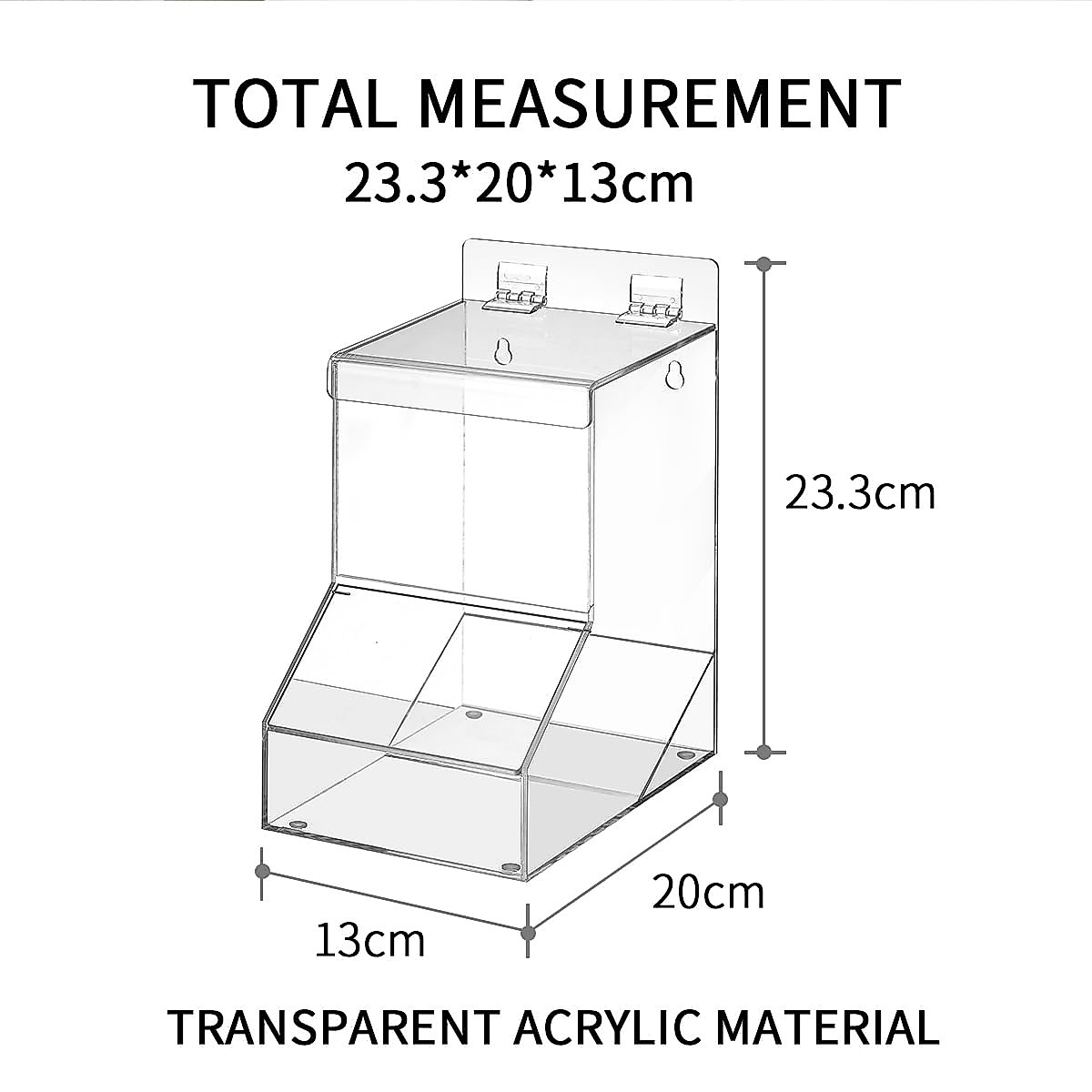 Acrylic Storage Container-Laundry Pods, Coffee Capsules Holder, Dishwasher Pod, Candy Dispenser, and Wall-Mountable Organizer for Snacks, Toys, and More - 23.3cm Height, 20cm Width, 13cm Depth