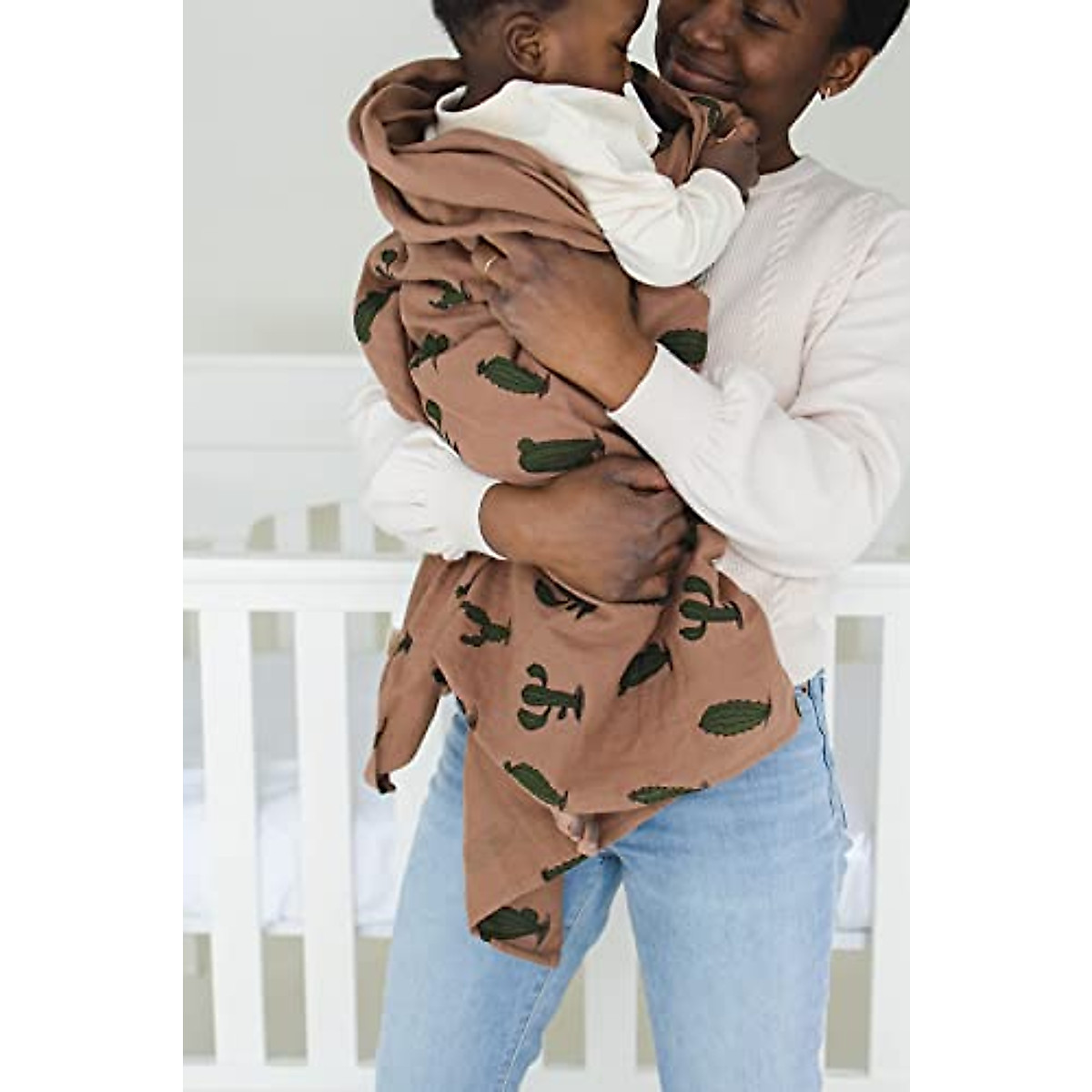 Leyl&Ari Muslin Swaddle Blanket 100% Organic Cotton Lightweight Receiving Wrap for Infant & Newborn (Cactus, 47X47)