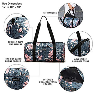 Jadyn 19” Barrel Womens Duffel/Gym/Weekender Bag (Navy Floral)