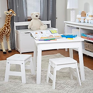 Melissa & Doug Wooden Square Table (White) - Kids Table, Children's Furniture, Play Table for Kids Crafts, Kids Activity Table