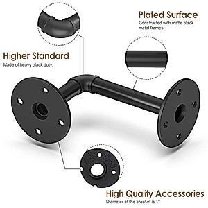 ivinta Industrial Bookcase Corner Shelf, 5 Shelf Wall Mount Pipe Bookshelf Solid Wood Shelves, Corner Standing Bookcase, Metal Display Stand