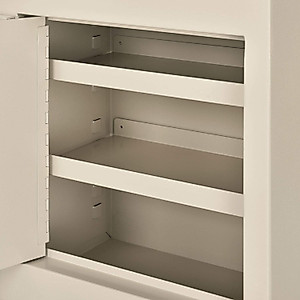 Global Industrial Double Door/Double Lock Small Narcotics Cabinet,12" W x 8" D x 15" H, Beige