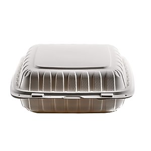 [50 Pack] 9 inch 3 Compartment Clam Shell Take Out Food Container - Mineral Filled Polypropylene, Tree Free - Microwavable, Bidodegradable, Recyclable, Heavy Duty, MFFP (9 inches)