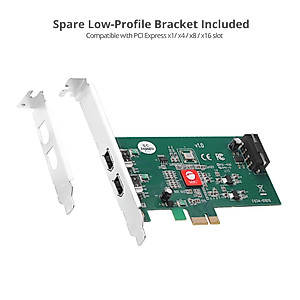 SIIG Dual Profile 2-Port FireWire 400 PCIe Card, PCIe 1.1 x1 to Dual 6-pin 1394a Port, 400Mbps, TI XIO2213BZAY Chipset, for Windows & Mac, Dual-Profile Brackets (NN-E20211-S1)