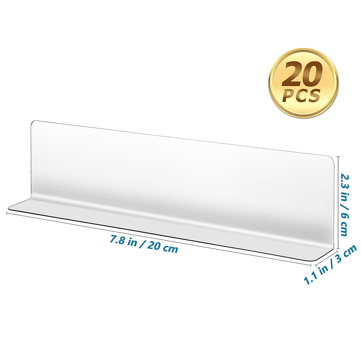 Yardwe 20pcs Partition Plate Kitchen Cabinet Shelves Cabinet Shelf Rack Magnetic Shelves T Shape Shelf Divider Clear Acrylic Shelf Dividers Supermarket Shelf Divider Plastic Shelf Divider