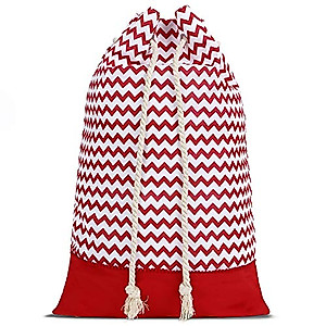DYSHAYEN Santa Sack Christmas Bag,Extra Large Size 27"x19.5"Canvas Heavy Duty Personalize Gift Bag for Kids,Party Decoration (Stripe)