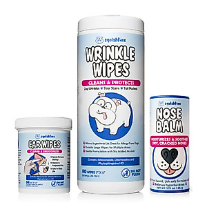 Squishface Wrinkle Wipes + Ear Wipes + Nose Balm Bundle - Nose to Tail Clean for Any Dog!