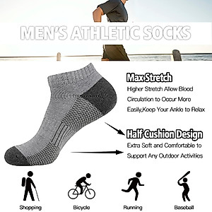COOVAN 10 Pack Mens Ankle Low Cut Socks Athletic Cushion Casual Socks