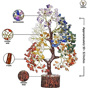 YATSKIA Seven Chakra Tree of Life - Crystal Tree for Positive Energy - Tree of Life Decor - Feng Shui Decor - Spiritual Gifts - 7 Chakra Tree, Money Tree - Stone Tree - Home Decor - Crystal Decor