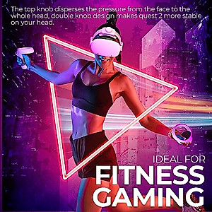 DESTEK Data Passthrough Battery Head Strap Compatible with Meta/Oculus Quest 2 Accessories - Supports USB 3.0, with 7000mAh Battery Pack and Headphones, Face Pressure-Free Workout Headstrap - Upgraded