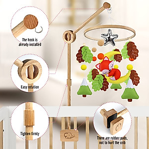 EVERLOVE | Wooden Mobile Arm for Crib - Baby Mobile Holder for Crib - Baby Mobile Hanger for Crib (100% Ash Wood)