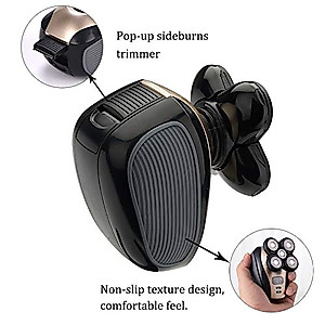 5 in1 Grooming kit Wet/Dry Shaver Electric Razor for Men All in One Bald Hair Trimmer Beard & Nose Trimmer Facial Cleansing Brush Waterproof USB Rechargeable