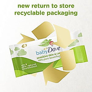 Baby Dove Baby Wipes for Sensitive Skin with 100% Plant-Based Fibers Hypoallergenic 63 Wipes 12 Pack