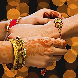 CRAFTONE Set of 12 Handmade Assorted Design Traditional Rakhi for Brother, Designer Rakhi Set for Raksha Bandhan, Rakhi Thread Bhaiya Bhabhi Sister Rakhi Band for Rakshabandhan with Roli Chawal