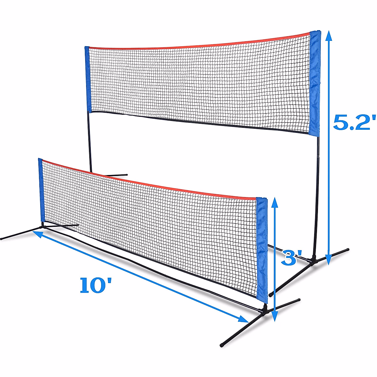 Volleyball Net with Poles 10FT Portable Volleyball Net Height Adjustable for Outdoor Backyard